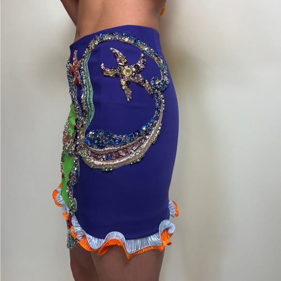 Versace | Skirts | Versace Ss2 Starfish Blue Green Embellished Mini ...